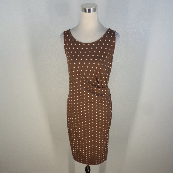 Talbots | Dresses | Talbots Petites Dress Womens Xp Brown White Polka ...